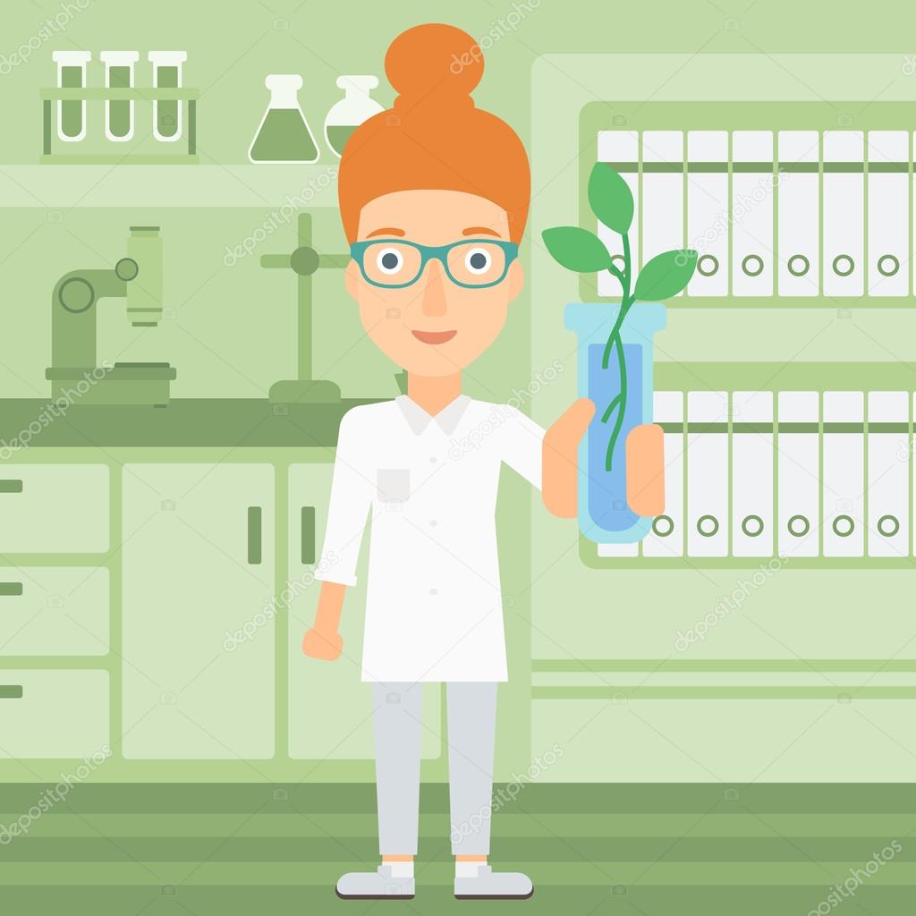 Laboratory assistant with test tube. Stock Vector Image by ...