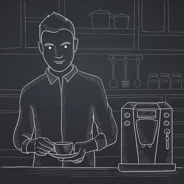 Man making coffee vector sketch illustration. Stock Vector Image by ...