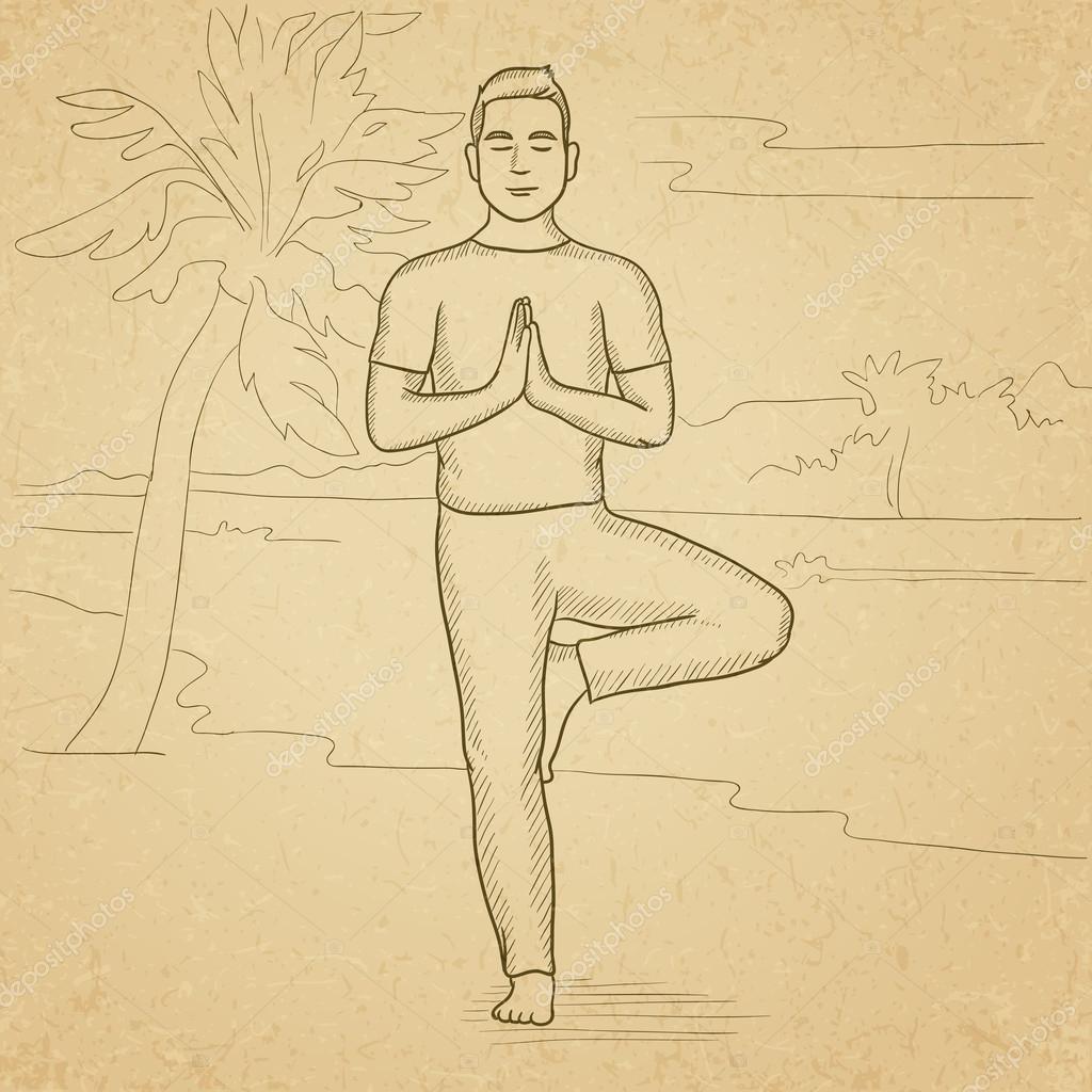 Man practicing yoga. Stock Vector Image by ©VisualGeneration #109644324