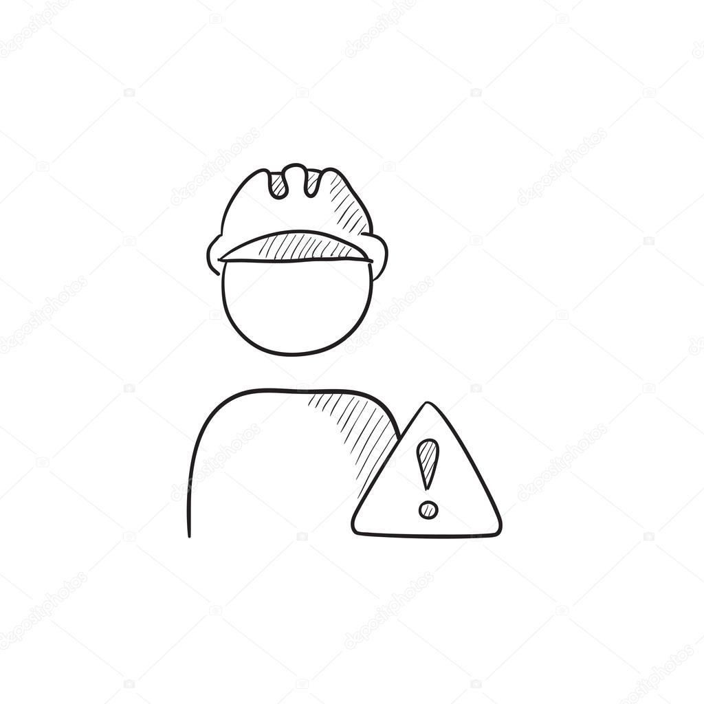 Worker with caution sign sketch icon. Stock Vector by ©VisualGeneration ...