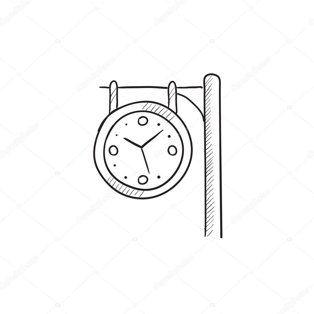 Train station clock sketch icon. Stock Vector Image by ...