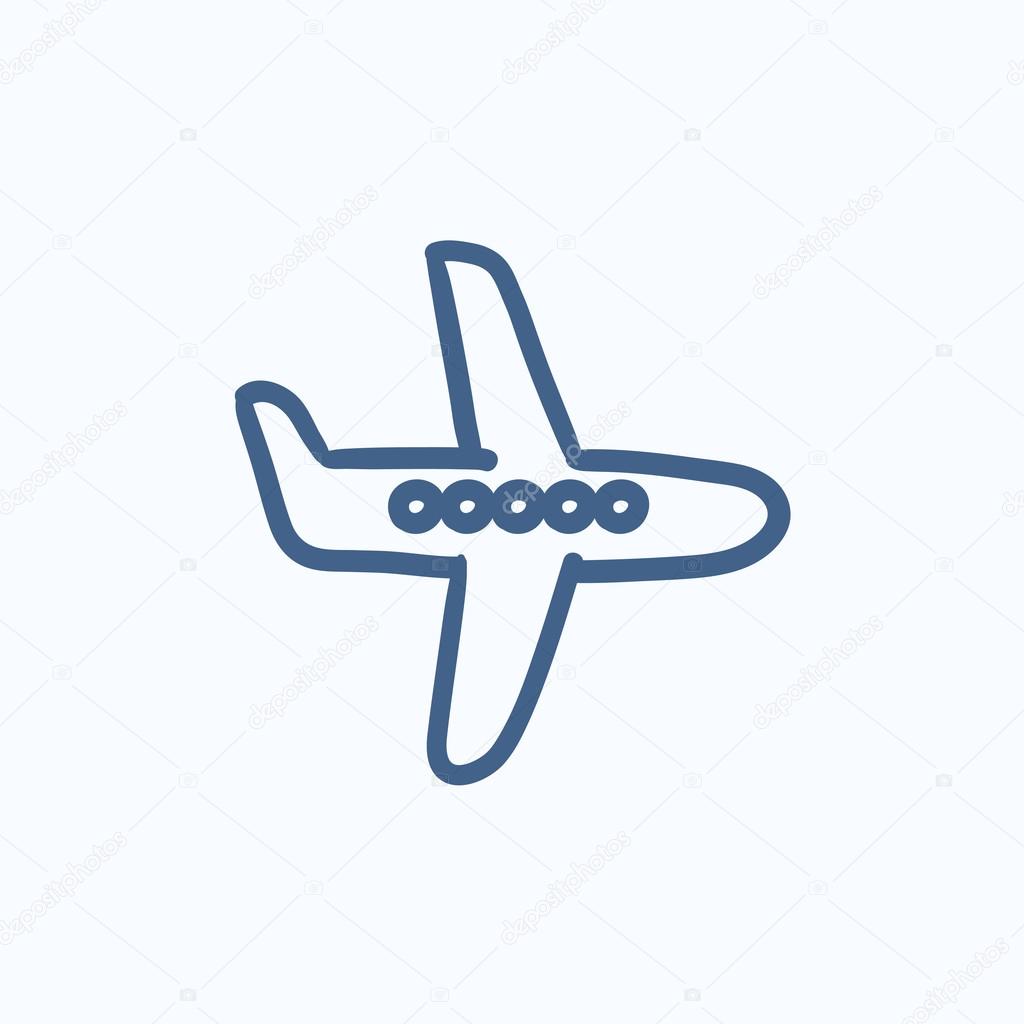 Flying airplane sketch icon. Stock Vector by ©VisualGeneration 113192654