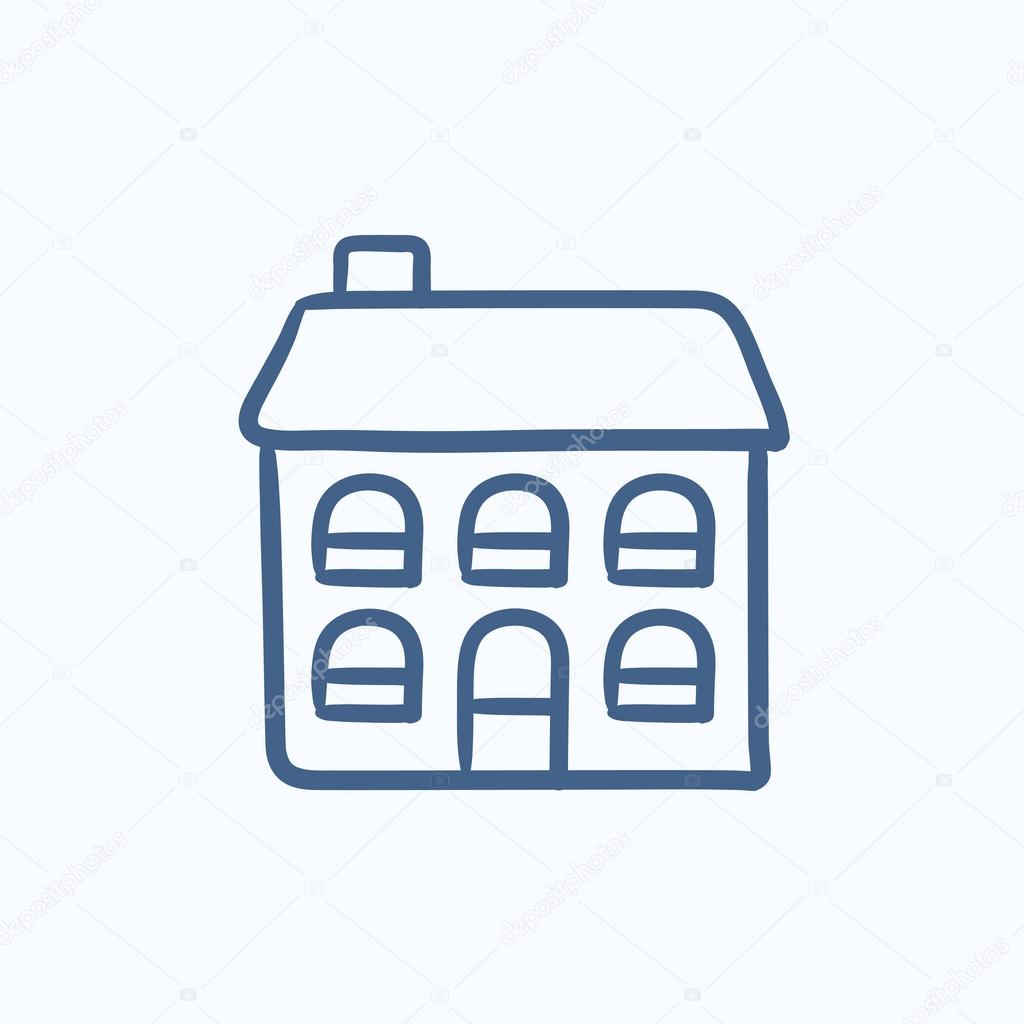 Two storey detached house sketch icon. Stock Vector by ...