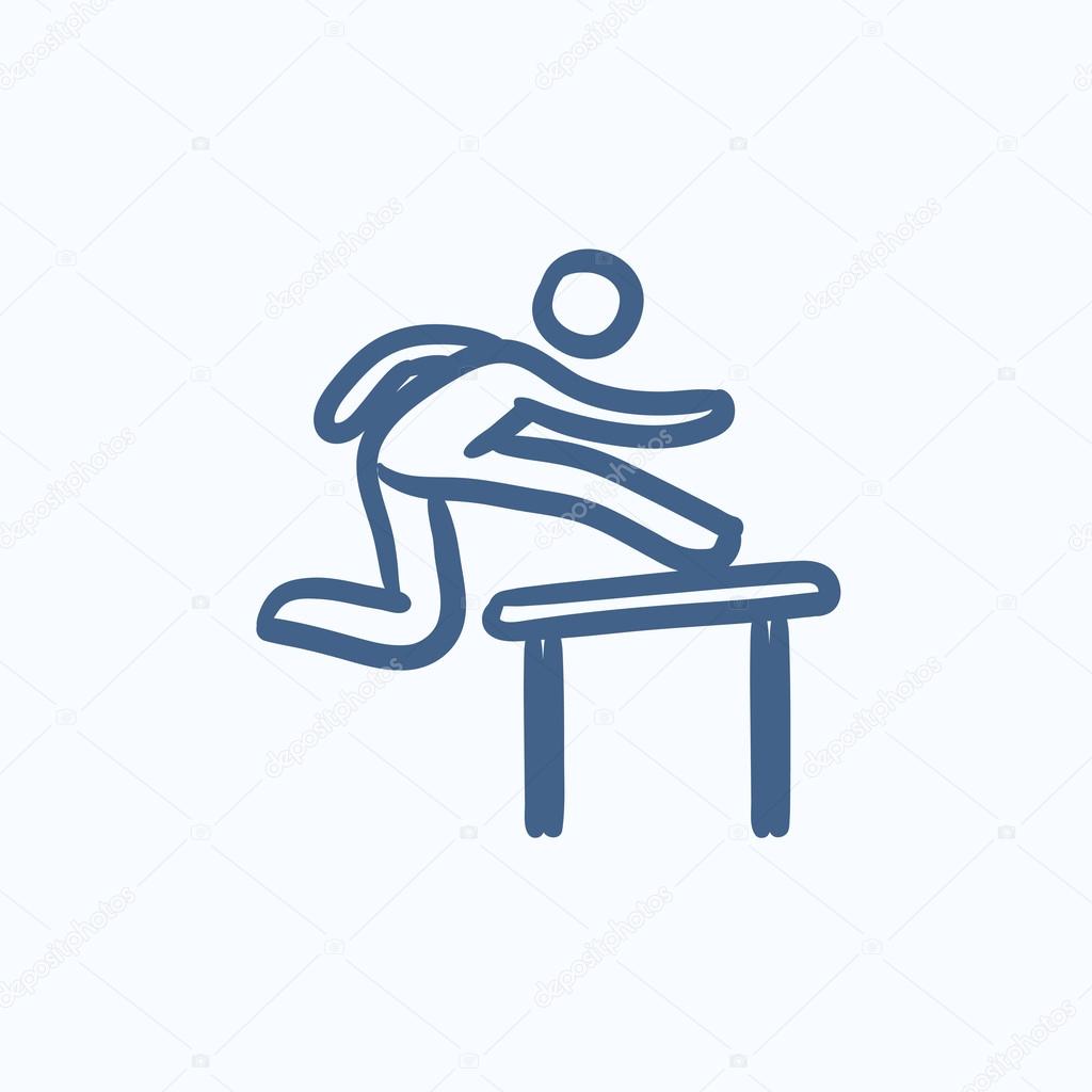 Man running over barrier sketch icon. Stock Vector Image by ...