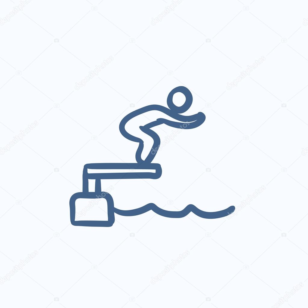 Swimmer jumping in pool sketch icon. Stock Vector Image by ...