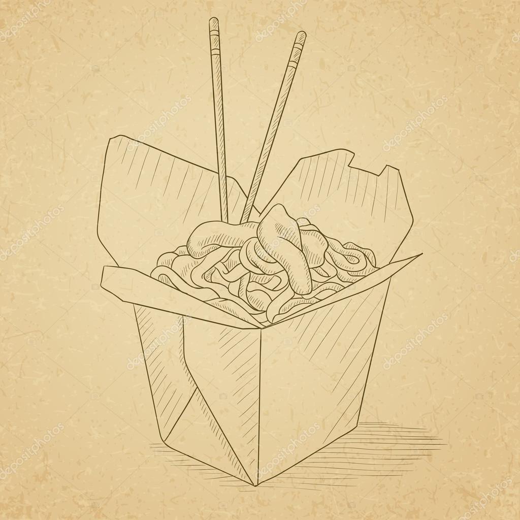 Chinese Takeout Box Drawing
