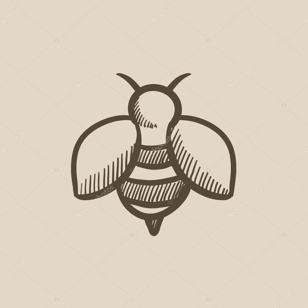 Icono del boceto de abeja. 2023