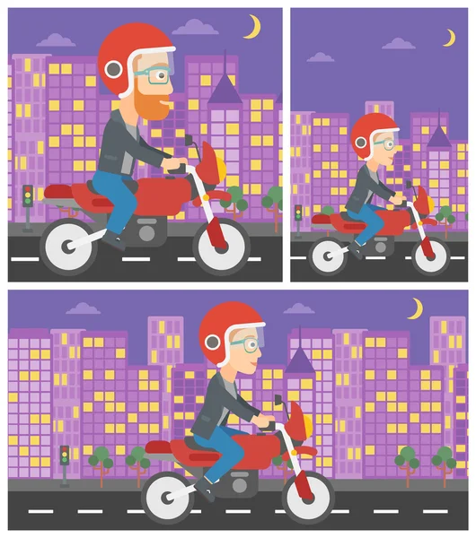 Woman riding motorcycle vector illustration. - Stock Image - Everypixel