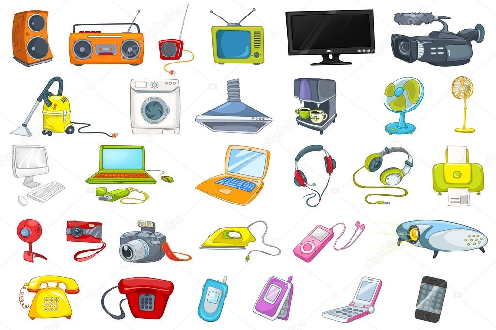 Set of household appliances and electronic devices Stock Vector Image ...