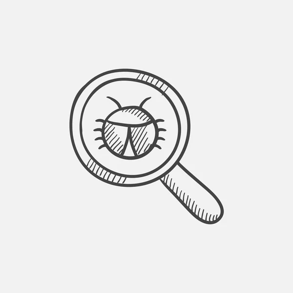 Bug under magnifying glass sketch icon. Stock Vector by ...