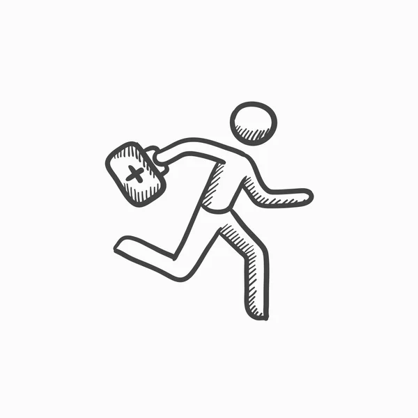 Paramedic running with first aid kit sketch icon Stock Vector Image by ...