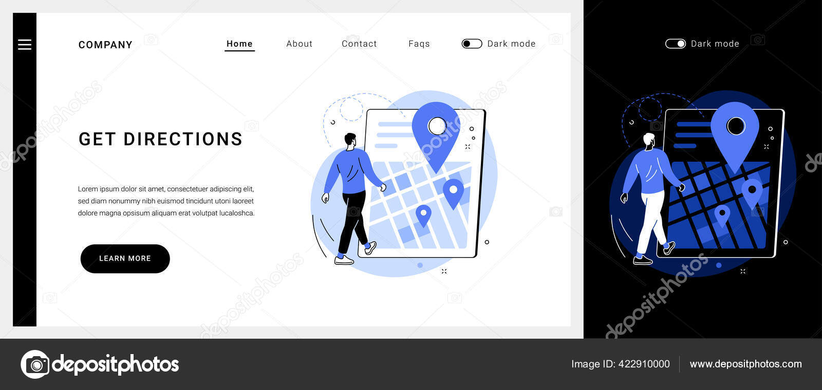 Get directions vector concept landing page. Stock Vector by ...