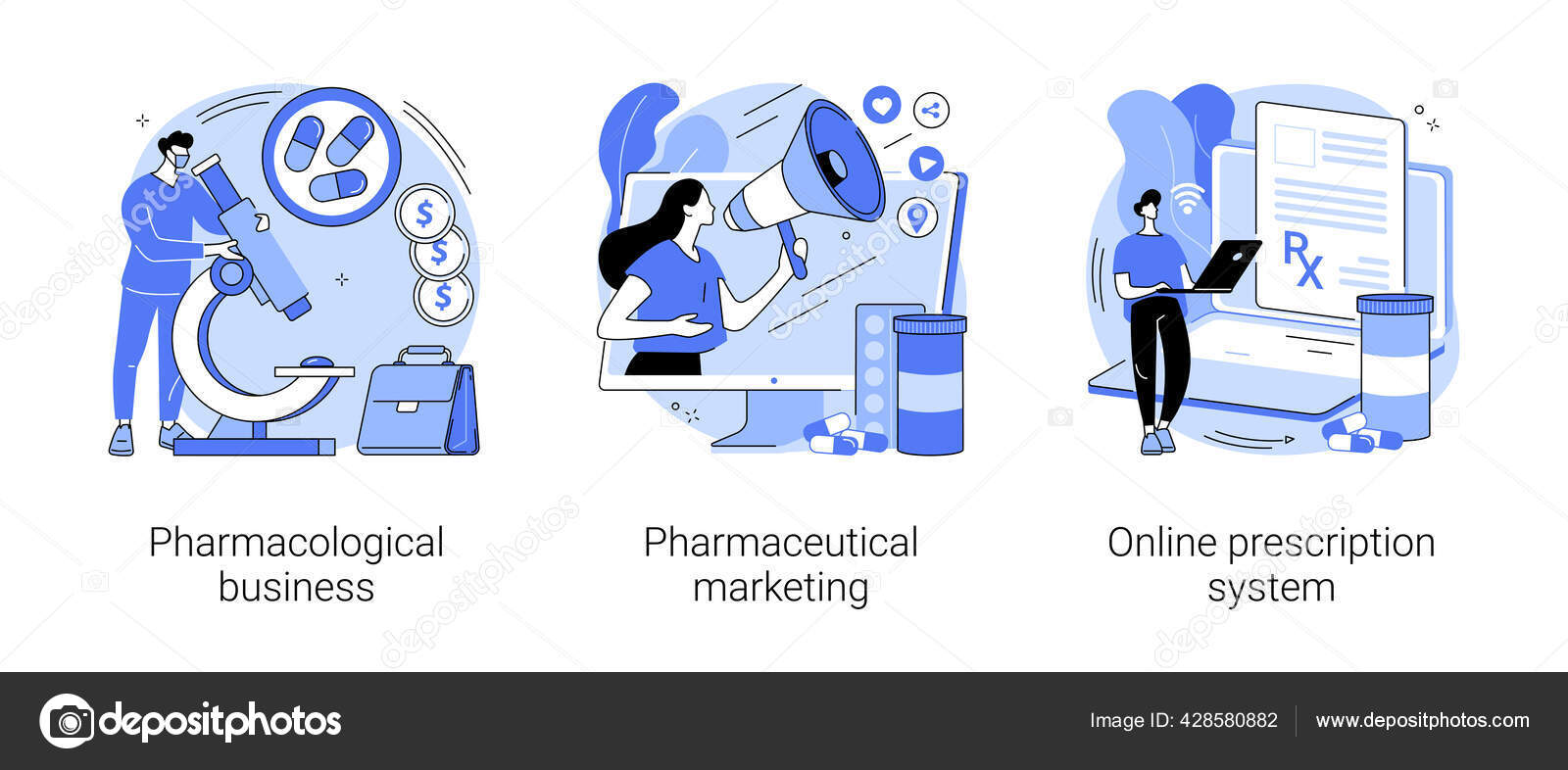 Drugs and medication industry abstract concept vector illustrations ...
