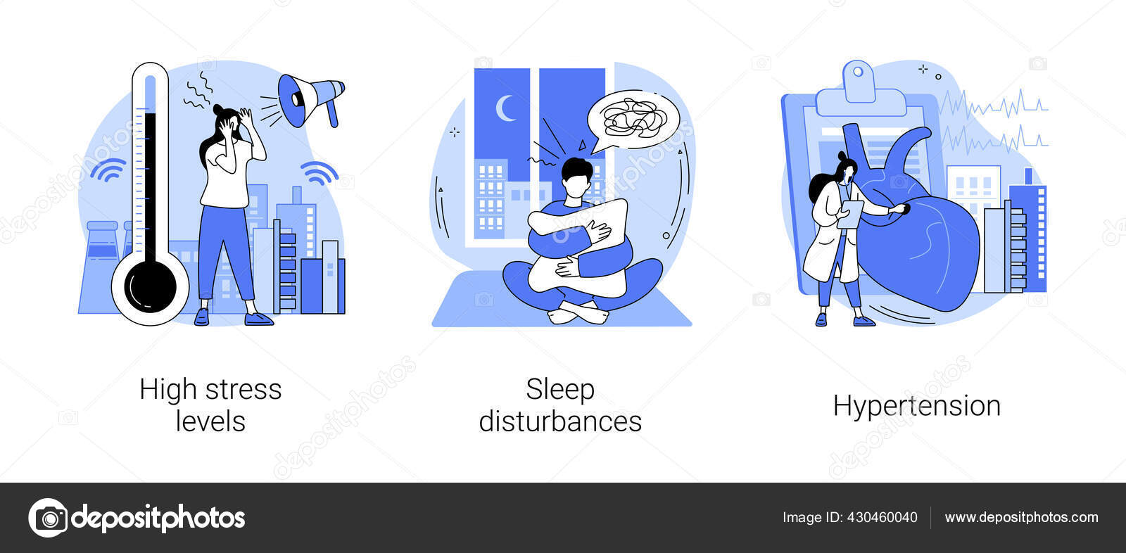 Stressful Life Abstract Concept Vector Illustration Set High Stress ...