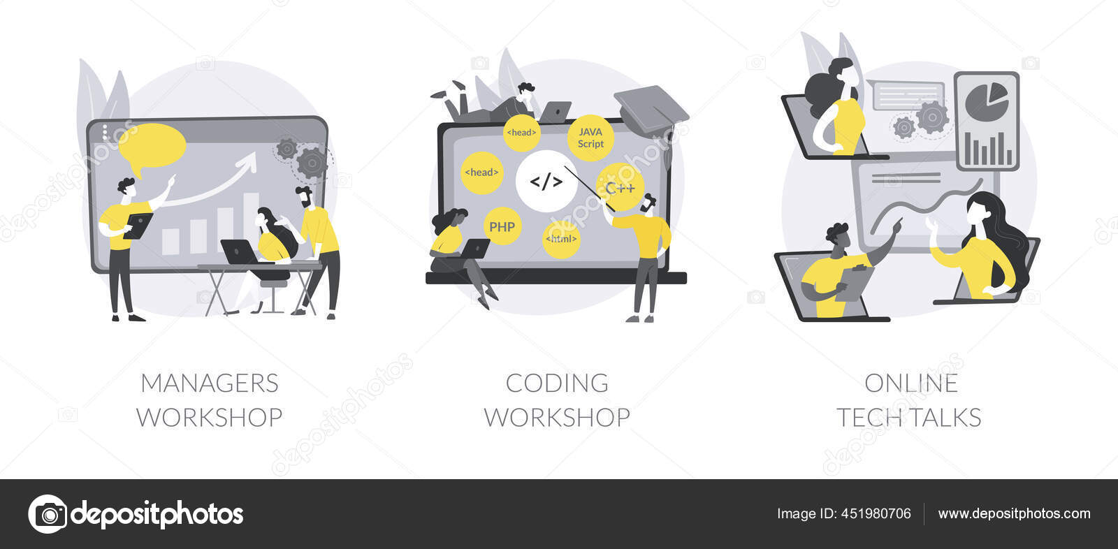 IT digital education abstract concept vector illustrations. Stock ...