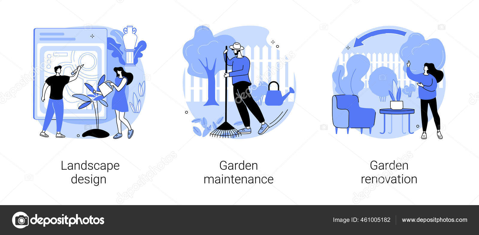 Gardening services abstract concept vector illustrations. Stock Vector ...