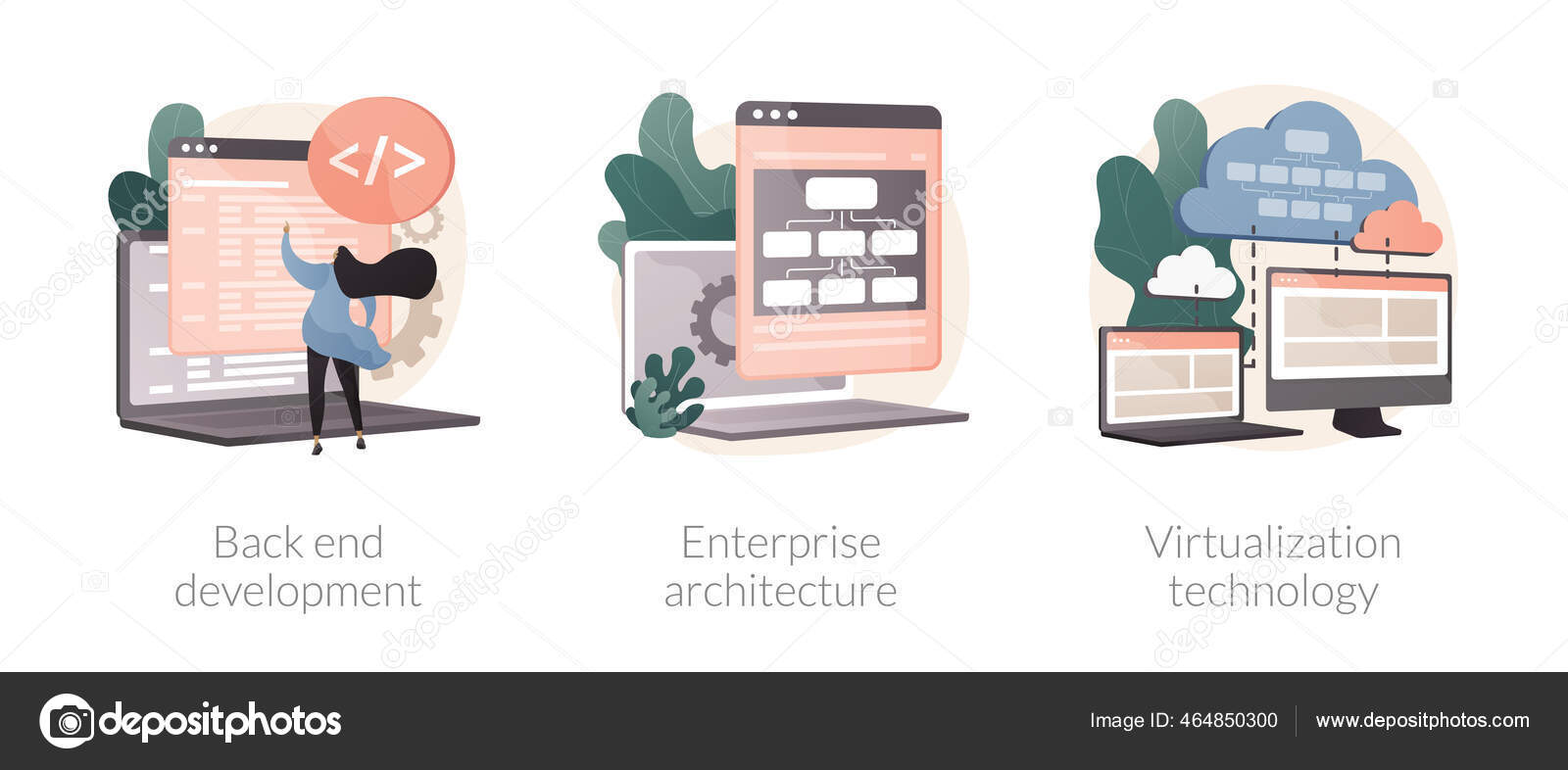 Enterprise Software Abstract Concept Vector Illustration Set Back End ...