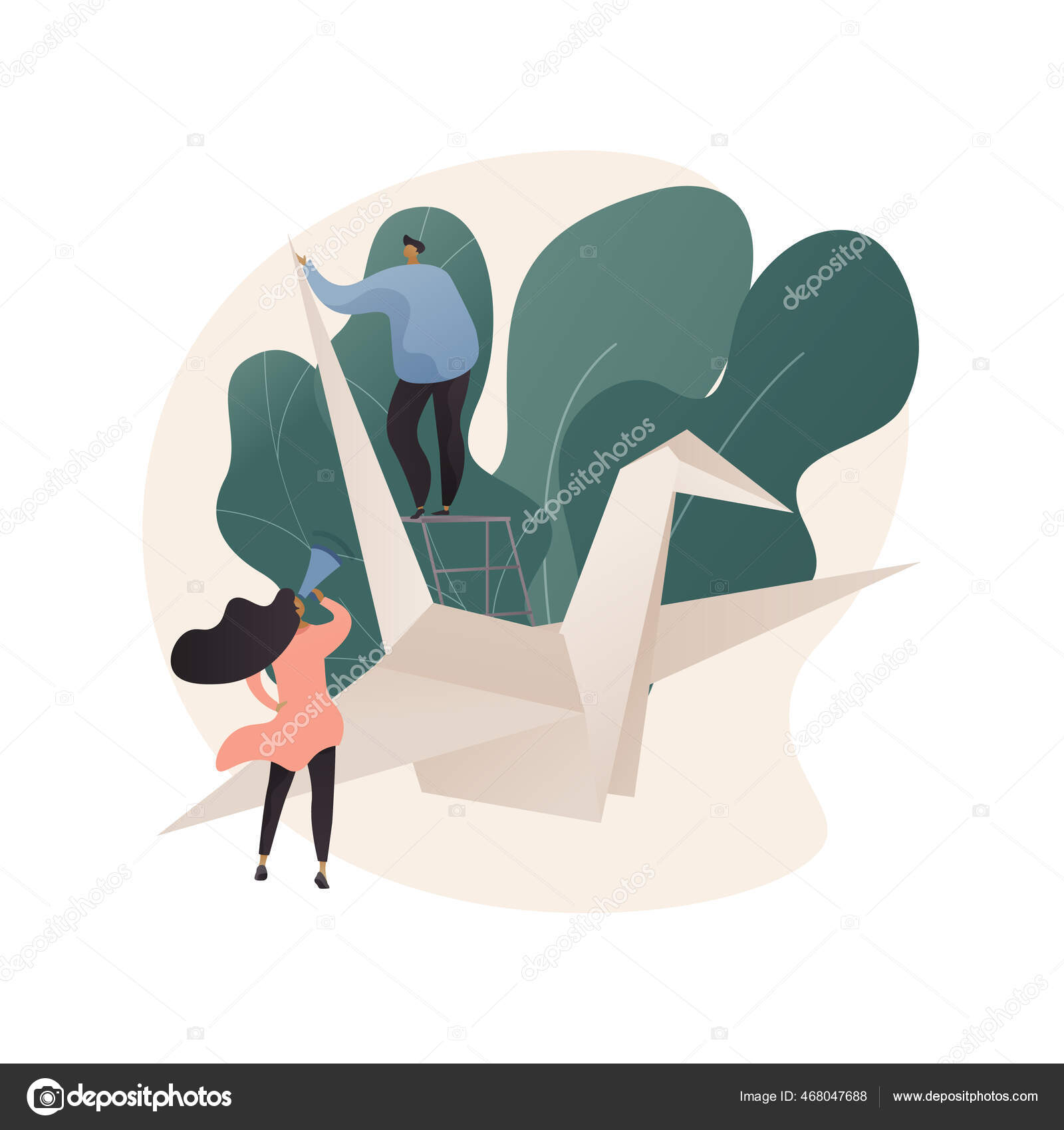 Origami Abstracto Concepto Vector Ilustración Arte Del Plegado Papel ...