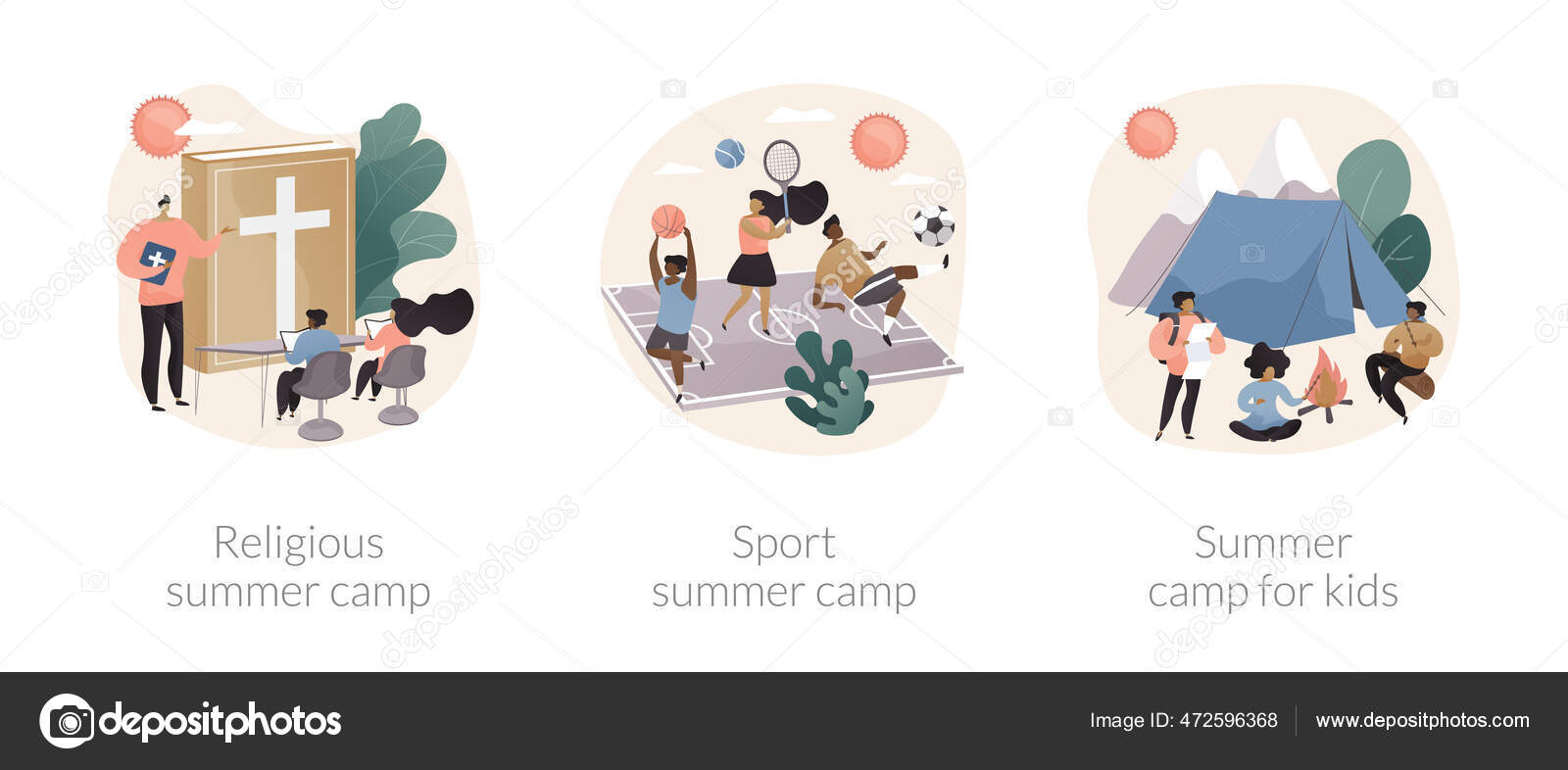 Active Summertime Abstract Concept Vector Illustration Set Religious ...