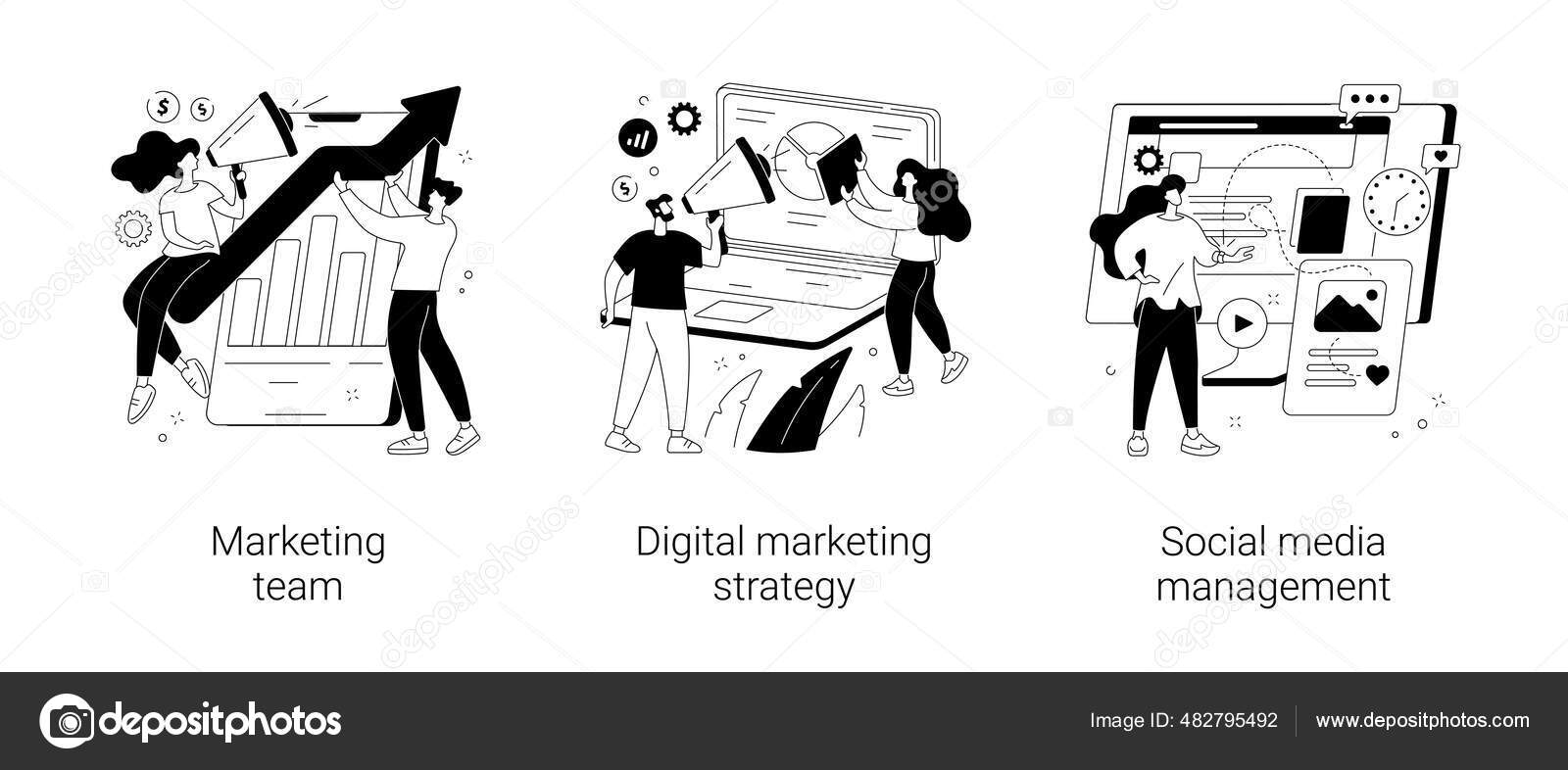 Digital marketing strategy abstract concept vector illustrations. Stock ...