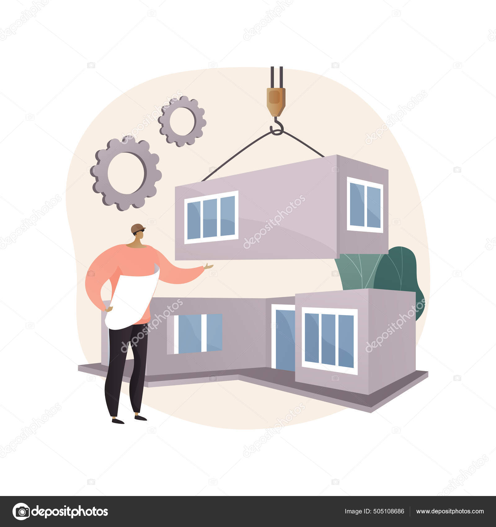 Modular home abstract concept vector illustration. Stock Vector Image ...