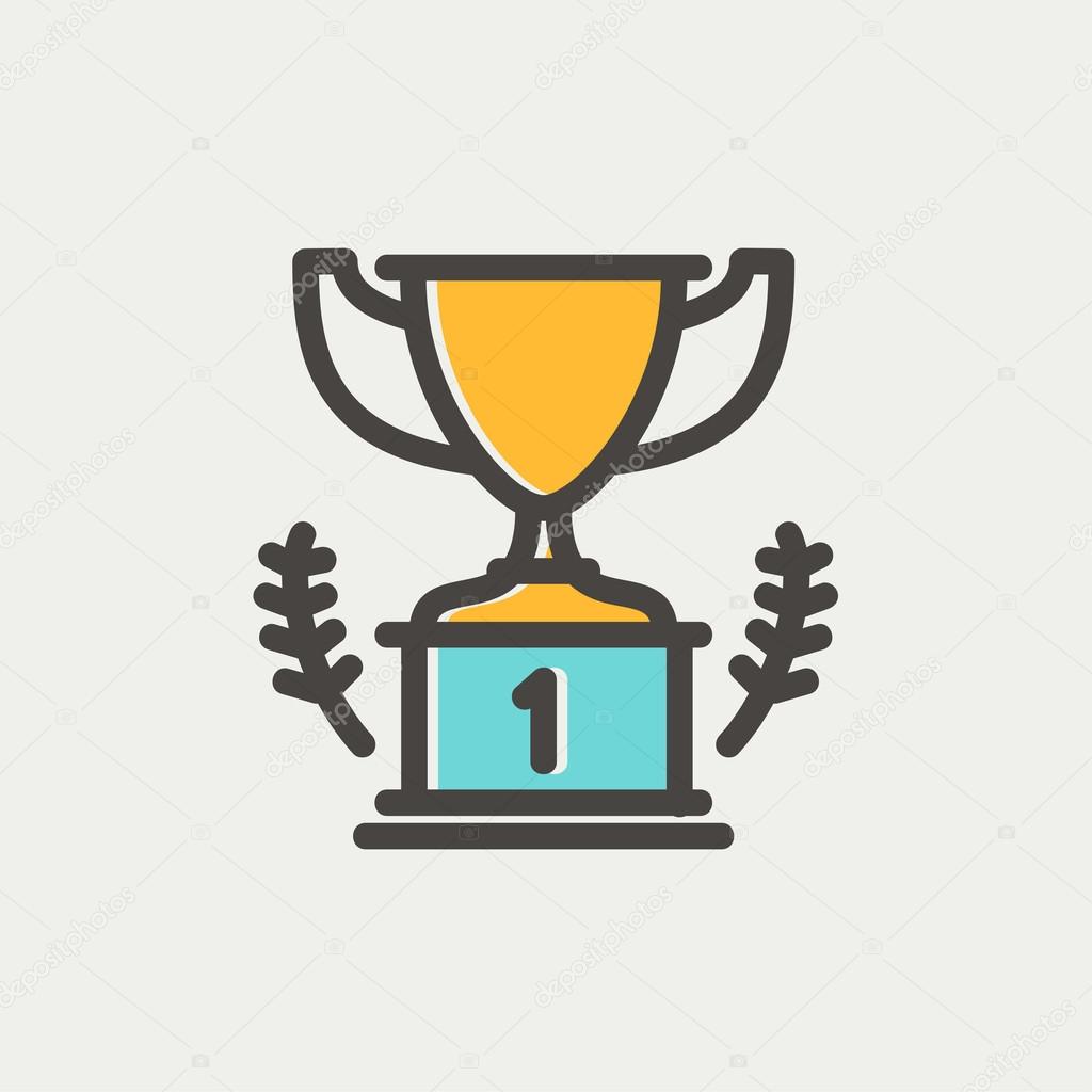 Trophy for first place winner thin line icon Stock Vector by ...