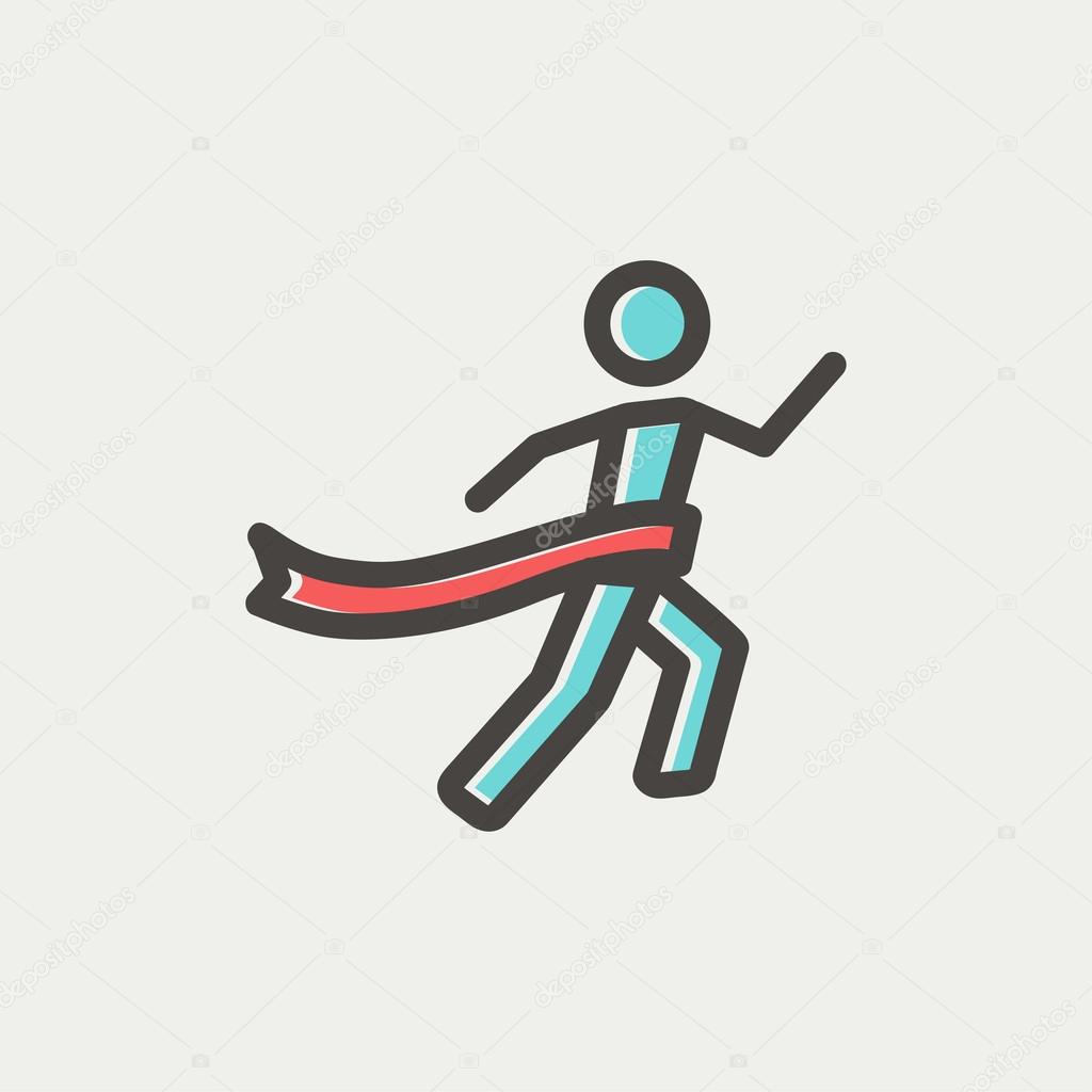 Ganador cruzó la línea de meta icono delgado vector, gráfico vectorial ...