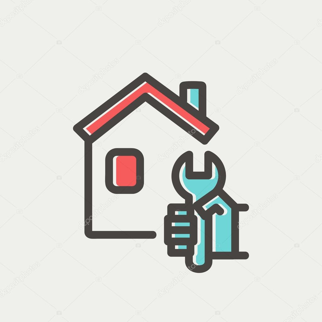 House repair thin line icon Stock Vector Image by ©VisualGeneration ...