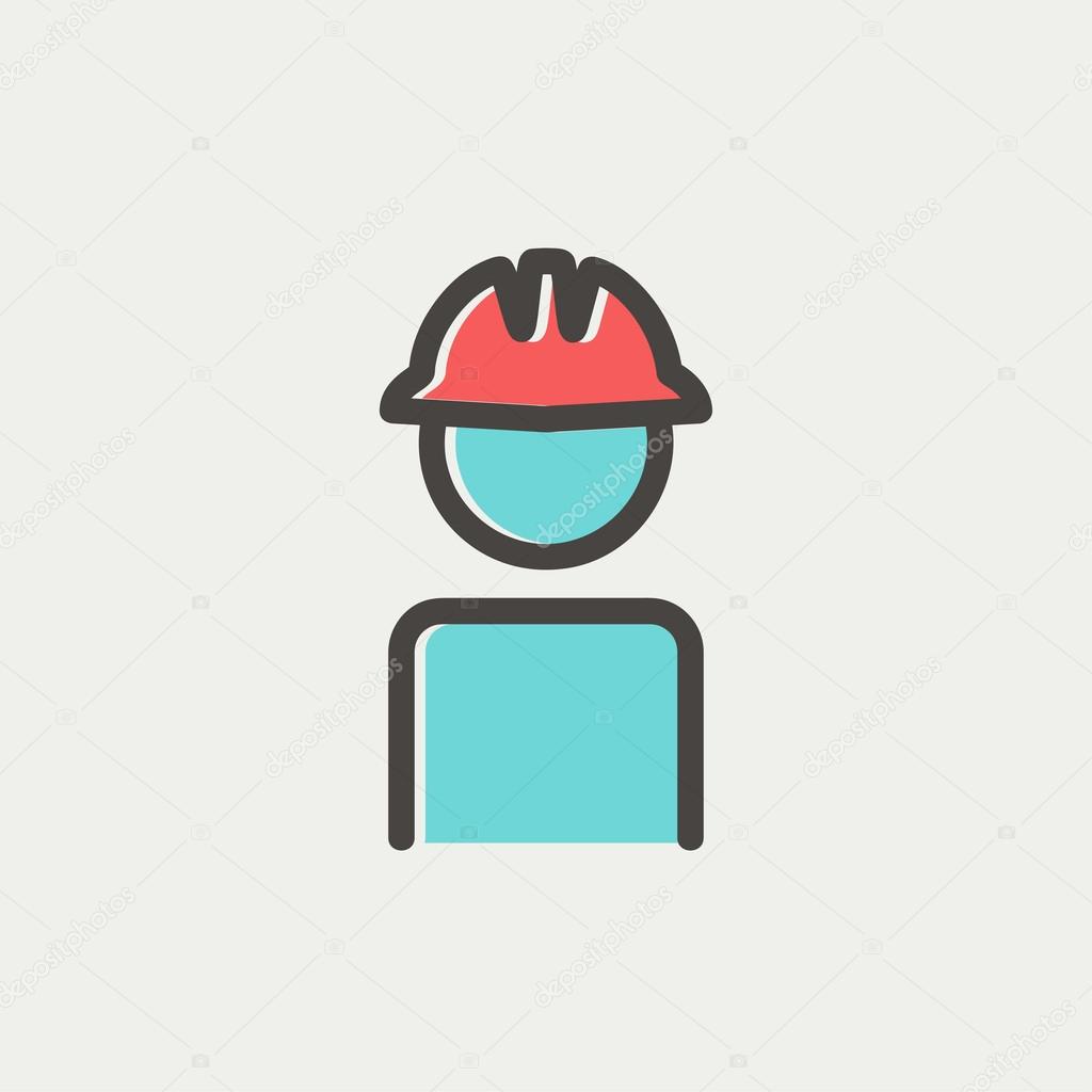 Worker wearing hard hat thin line icon Stock Vector Image by ...