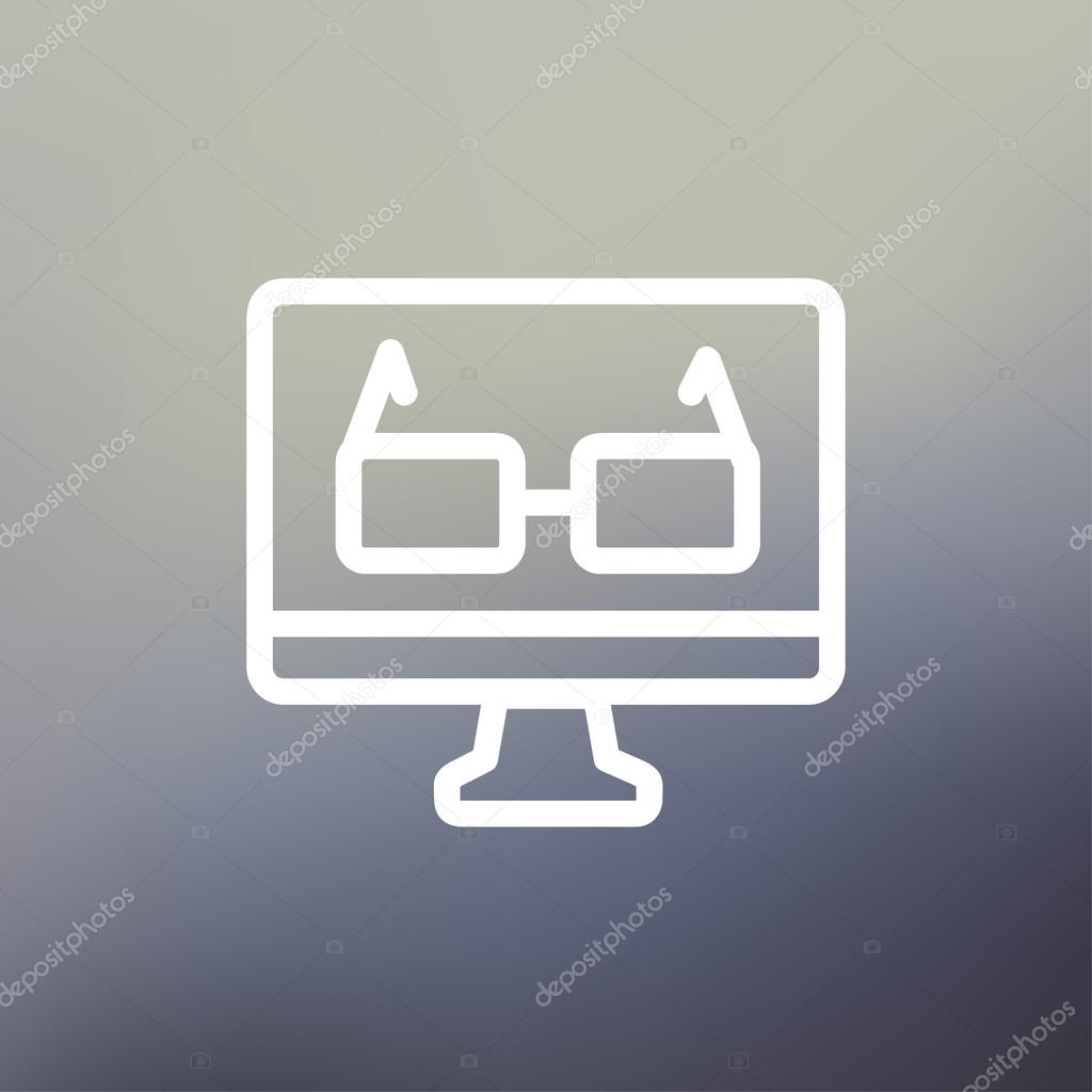 Glasses in computer monitor thin line icon Stock Vector Image by ...