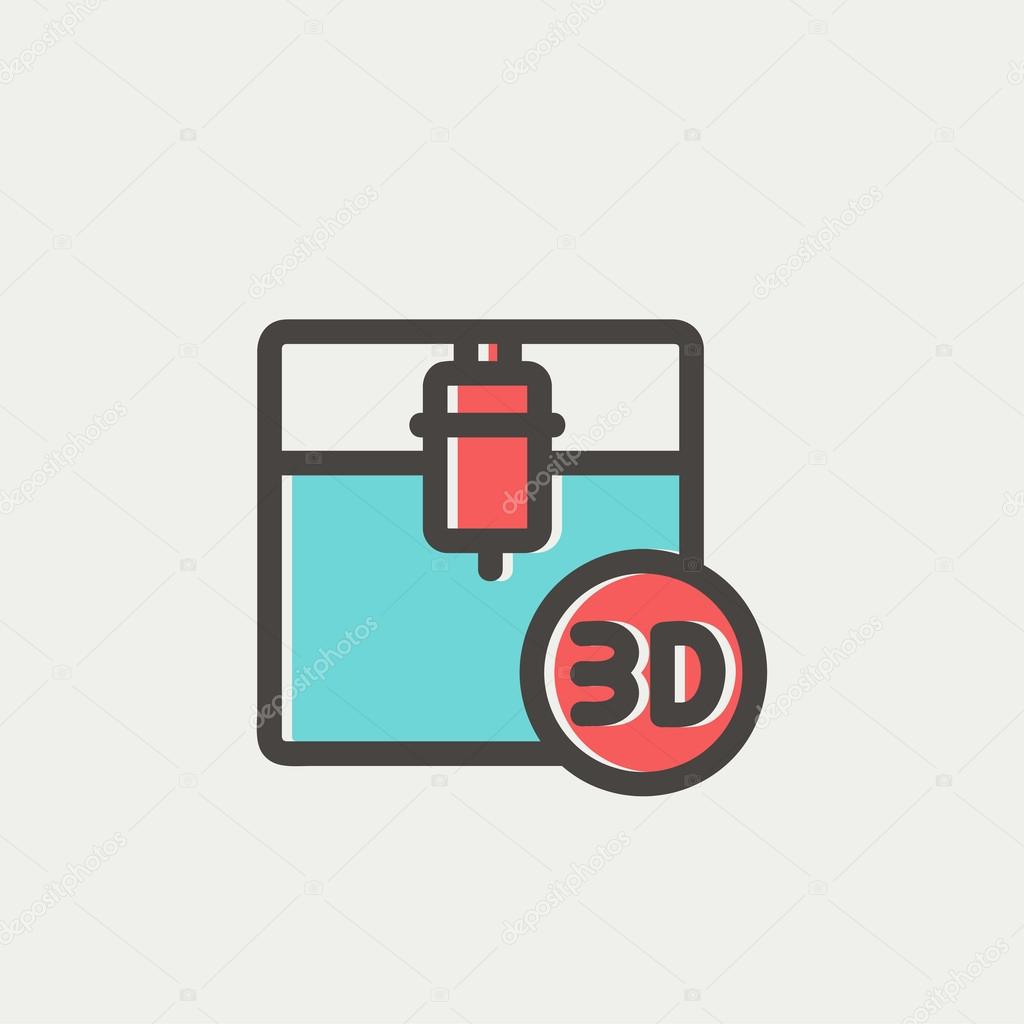 Three D printing machine thin line icon Stock Vector Image by ...