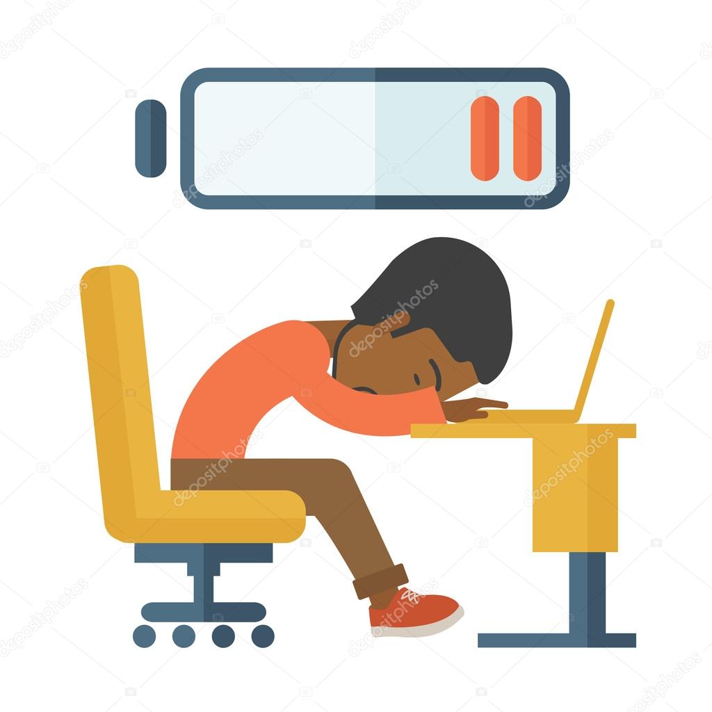 Employee fall asleep at his desk. Stock Vector Image by ...