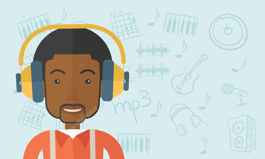 Black young guy with headphone. Stock Vector Image by ©VisualGeneration ...