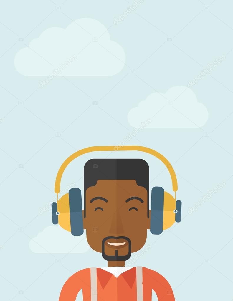 Black young guy with headphone. Stock Vector Image by ©VisualGeneration ...