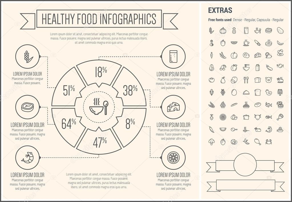 Healthy Food Line Design Infographic Template Stock Vector Image by ...