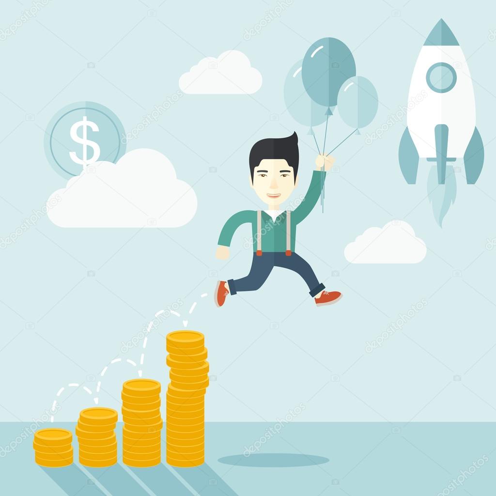 Asian businessman holding balloons. Stock Vector by ©VisualGeneration ...