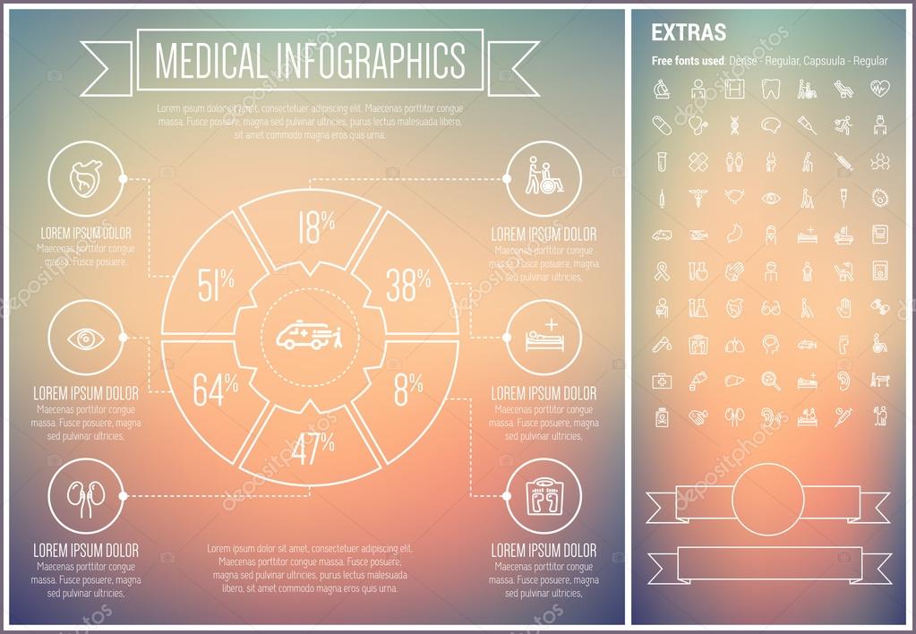 Medical Line Design Infographic Template Stock Vector Image by ...