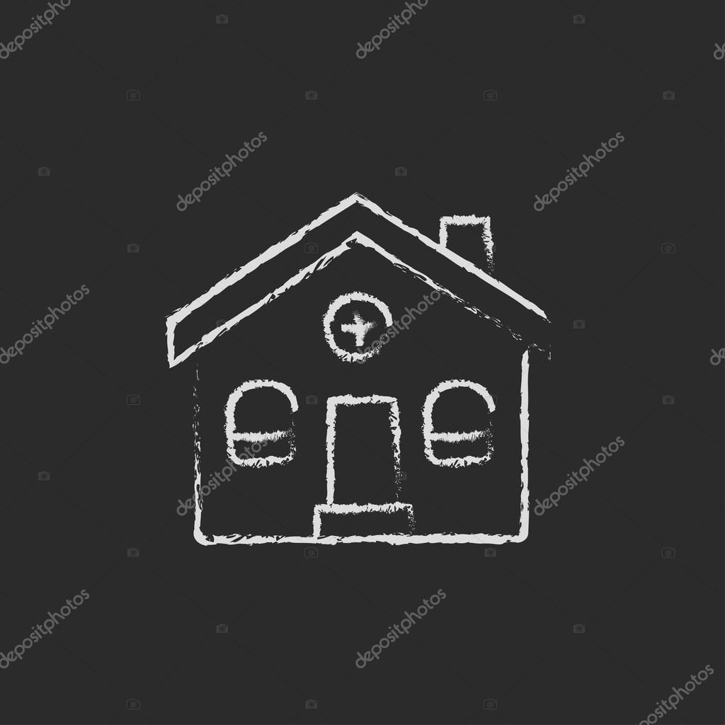 Detached house icon drawn in chalk. Stock Vector Image by ...