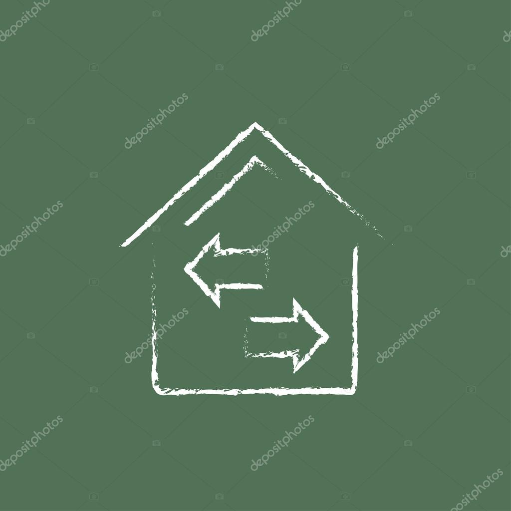 Icono de reventa de propiedad dibujado en tiza . Vector de stock por ...