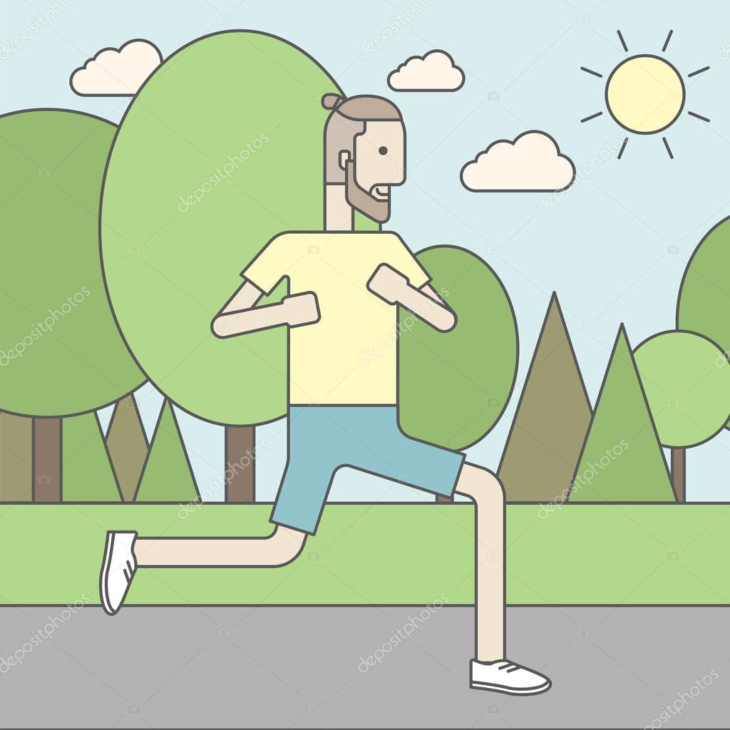Caucasian hipster man jogging in the park Stock Vector by ...
