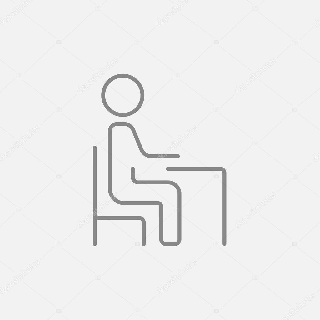 Student sitting on chair at the desk line icon. Stock Vector Image by ...
