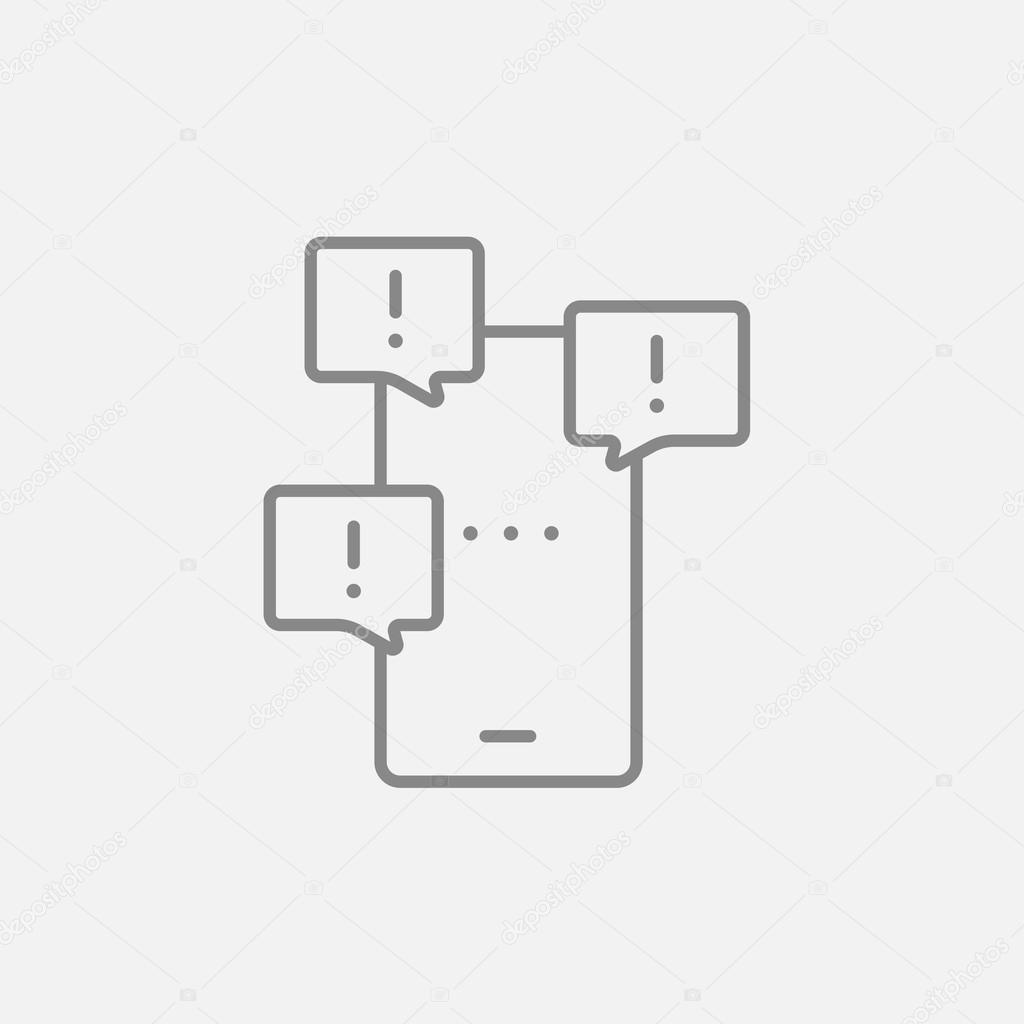 Touch screen phone with messages line icon. Stock Vector Image by ...