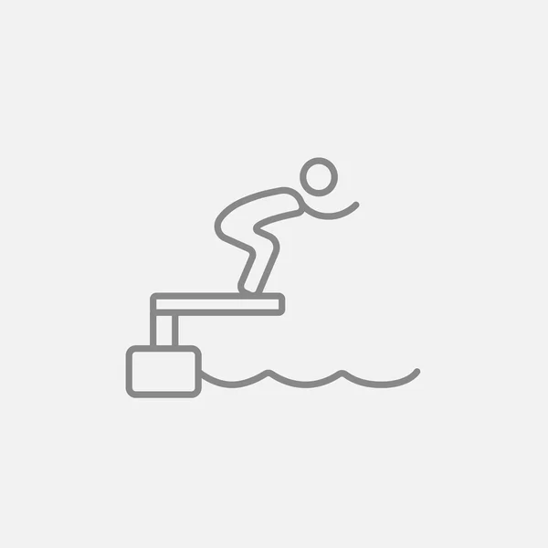 Swimmer jumping from starting block in pool line icon. Stock Vector ...