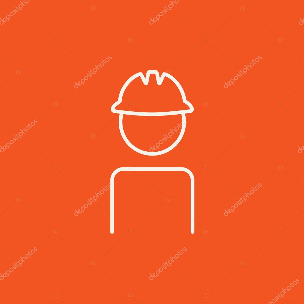 Worker wearing hard hat line icon. Stock Vector by ©VisualGeneration ...