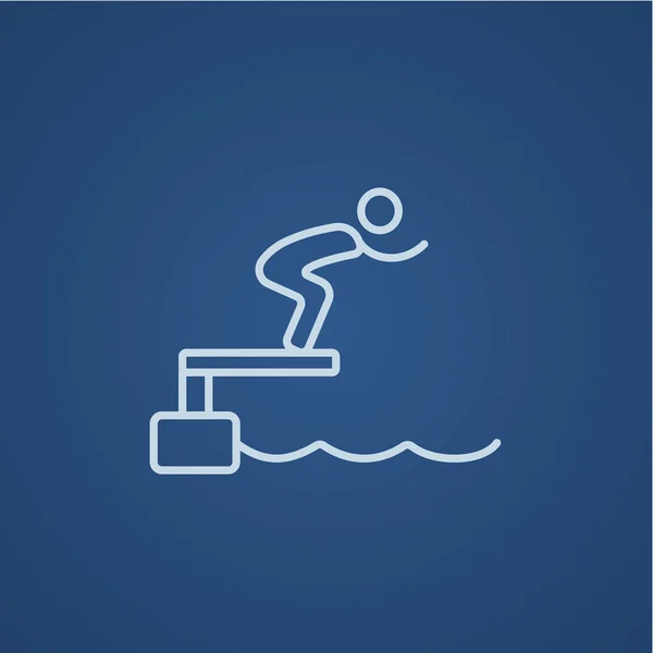 Swimmer jumping from starting block in pool line icon. Stock Vector ...
