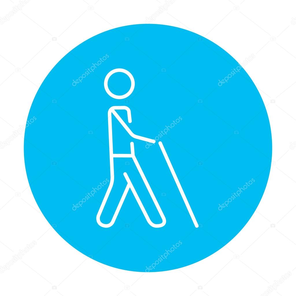 Blind man with stick line icon. Stock Vector Image by ©VisualGeneration ...