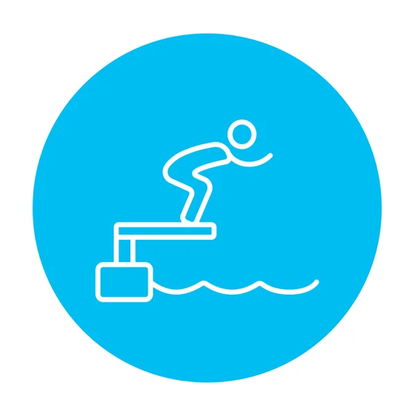 Swimmer jumping from starting block in pool line icon. Stock Vector ...