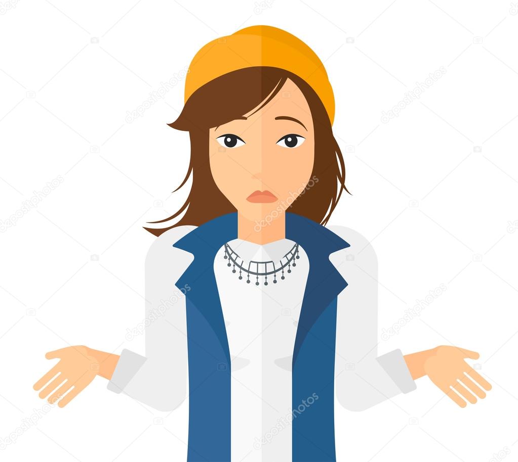 Confused woman shrugging her shoulders. Stock Vector Image by ...
