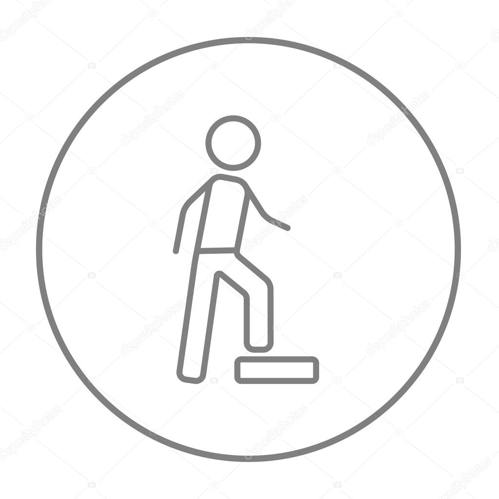 Man doing step exercise line icon. Stock Vector Image by ...