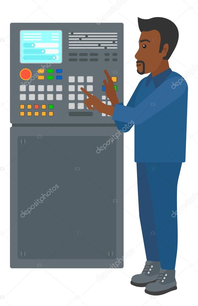 Engineer standing near control panel. Stock Vector by ©VisualGeneration ...